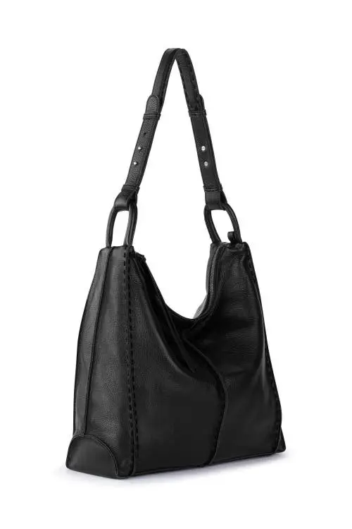 THE SAK Los Feliz Bucket Hobo Leather Bag - Black