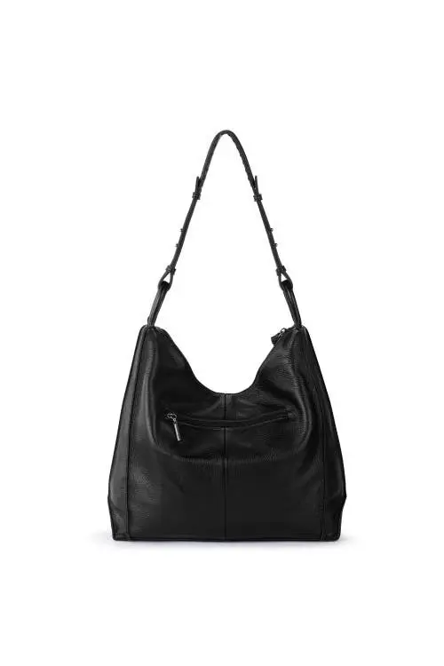 THE SAK Los Feliz Bucket Hobo Leather Bag - Black