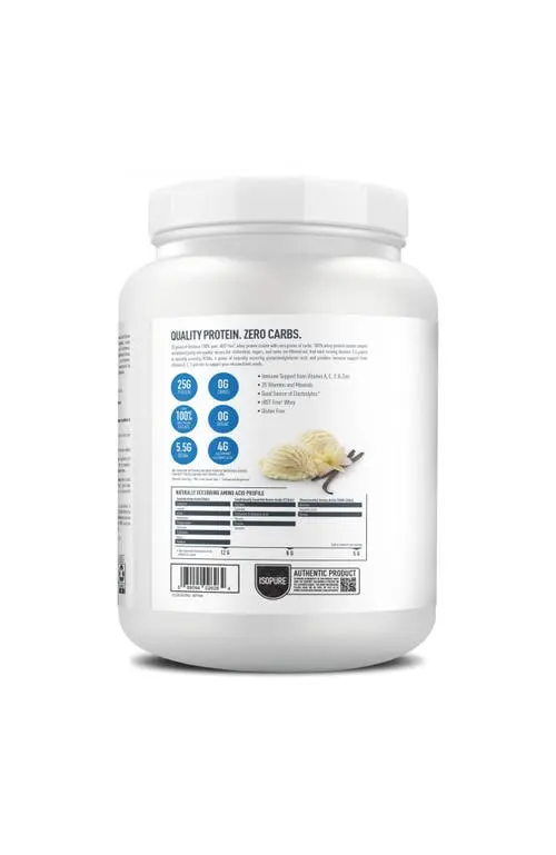 ISOPURE Zero Carb 100% Pure Whey Isolate Protein Powder Creamy Vanilla
