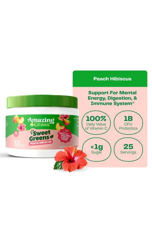 AMAZING GRASS Sweet Greens Superfood Powder Peach Hibiscus 25 Servings - None