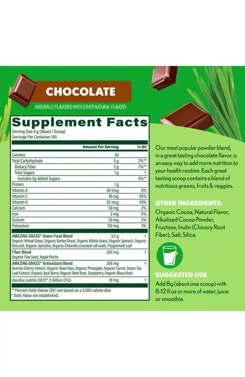 AMAZING GRASS Green Superfood Chocolate Powder Supplement