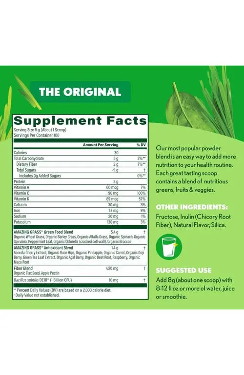 AMAZING GRASS Greens Blend Superfood Powder Original 1.76 Lb