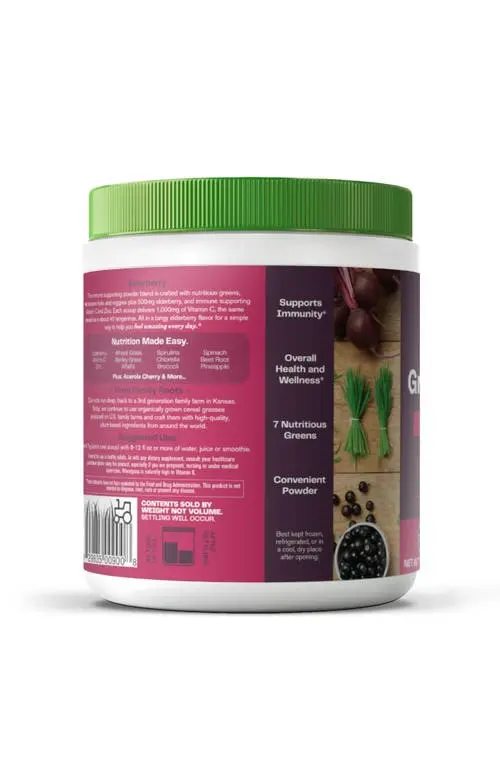 AMAZING GRASS Greens Blend Immunity Powder Elderberry Superfood Supplement 7.4 Oz