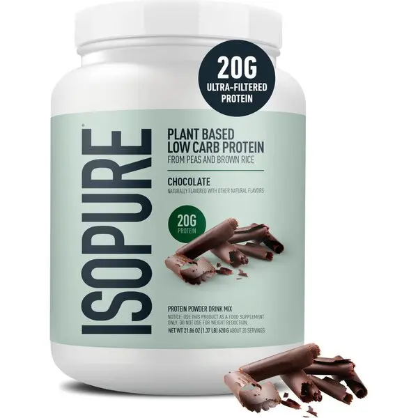 ISOPURE Plant-based Pea Brown Rice Protein Powder Chocolate