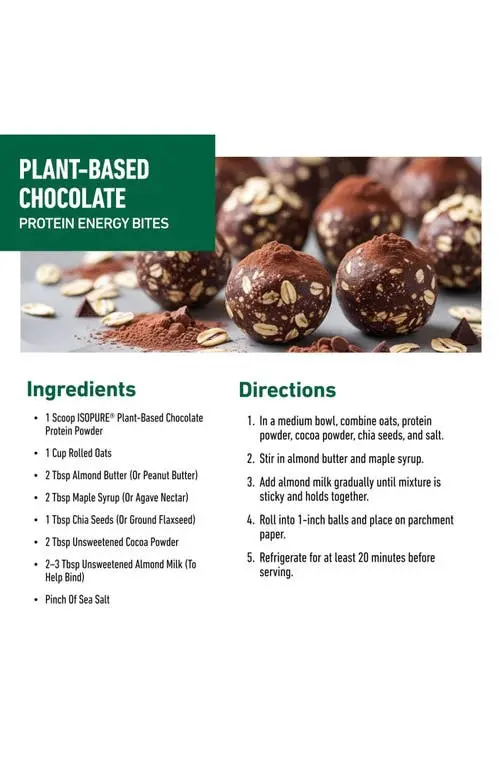 ISOPURE Plant-based Pea Brown Rice Protein Powder Chocolate