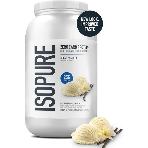 ISOPURE Zero Carb Pure Whey Protein Isolate Powder Creamy Vanilla