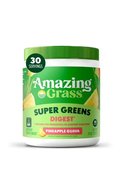 AMAZING GRASS Super Greens Digest Powder Pineapple Guava 30 Servings