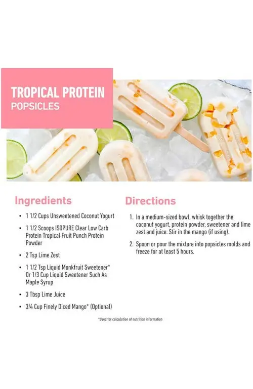 ISOPURE Infusions Clear Whey Protein Isolate Powder Tropical Punch