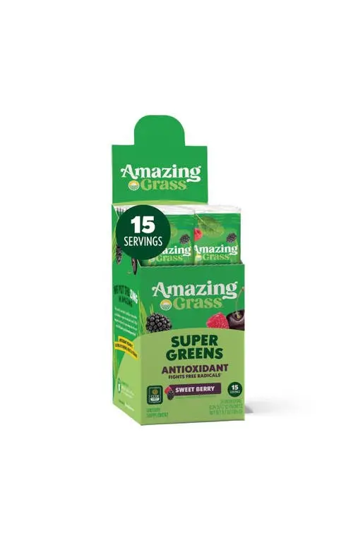 AMAZING GRASS Greens Blend Antioxidant Super Greens Powder With Spirulina Beet Root Elderberry Prebiotics Probiotics Sweet Berry - None