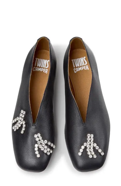 Camper Casi Myra Twins Leather Ballet Flat - Black/black