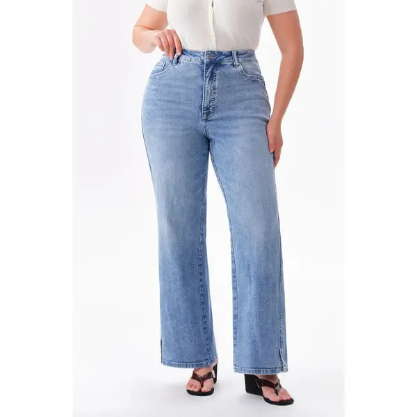 BAYEAS High Waist Bootcut Jeans - Light Blue