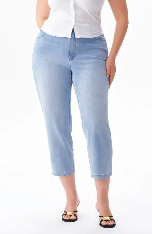 BAYEAS Super High Waist Crop Tapered Mom Jeans - Light Blue