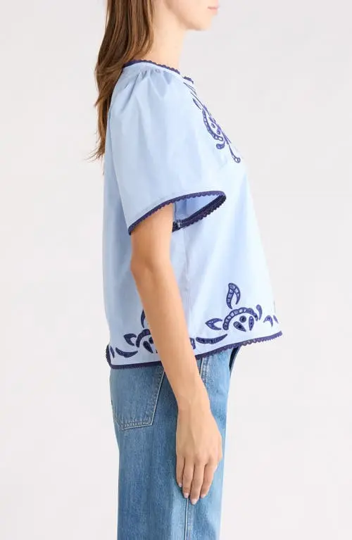 SUGARLIPS Embroidered Puff Sleeve Top