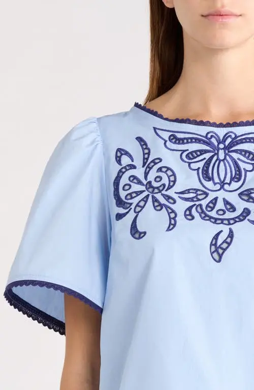 SUGARLIPS Embroidered Puff Sleeve Top