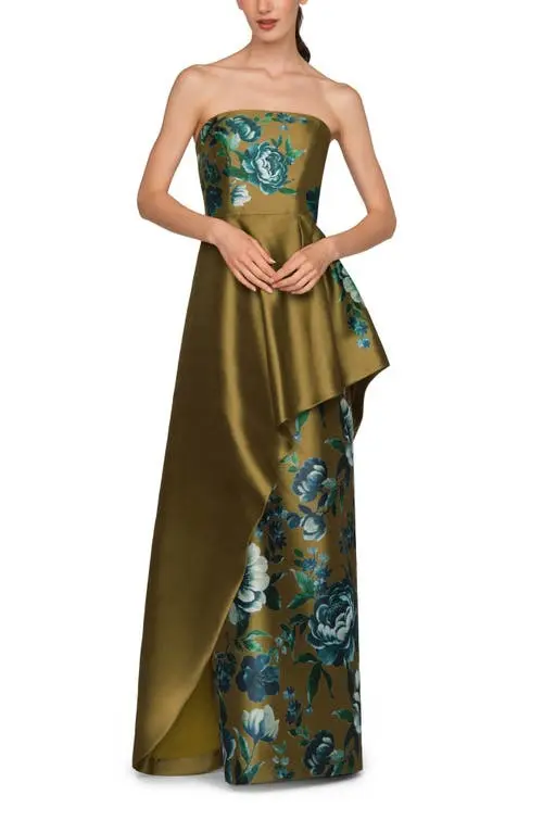 KAY UNGER Marigold Strapless Evening Gown - Pecan
