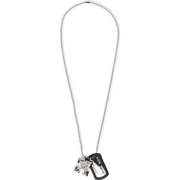 Off-White Arrow Logo Dog Tag Necklace - Silver-black