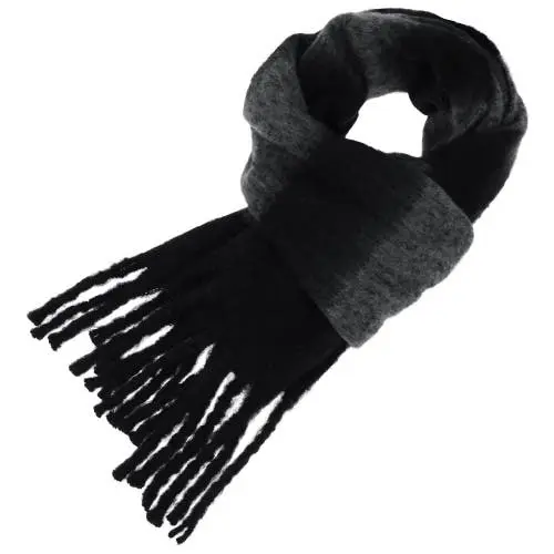 Rebecca Minkoff Brushed Acrylic Striped Blanket Scarf With Fringe - Black