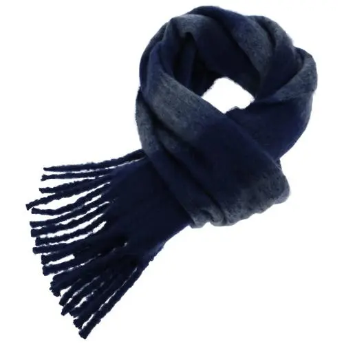 Rebecca Minkoff Brushed Acrylic Striped Blanket Scarf With Fringe - Navy
