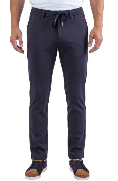 MACEOO Stretch Drawstring Waist Trouser Pants - Blue