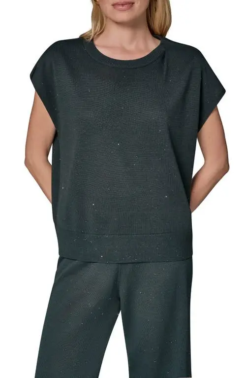 Donna Karan New York Metallic Cap Sleeve Sweater - Black Forest