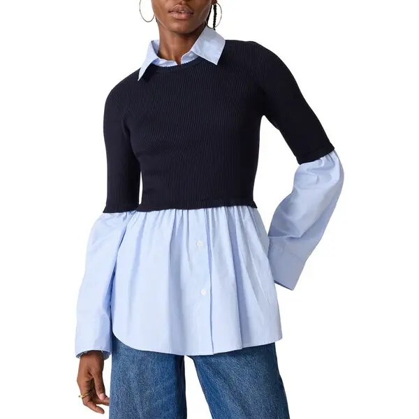 Steve Madden Lenny Mixed Media Sweater - Midnight