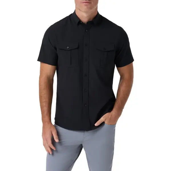 Mizzen+main Leeward Tailgate Short Sleeve Button Up Shirt - Black