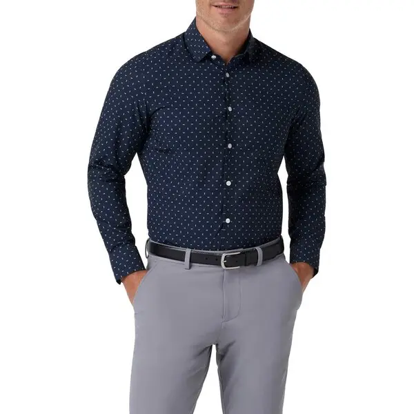 Mizzen+main Halyard Trim Fit Short Sleeve Performance Button-up Shirt