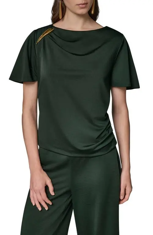 Donna Karan New York Ruched Neck Satin Top