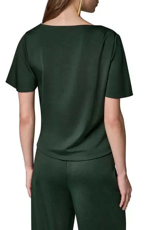 Donna Karan New York Ruched Neck Satin Top