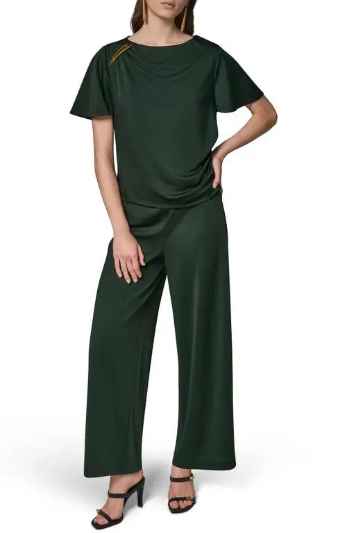 Donna Karan New York Ruched Neck Satin Top