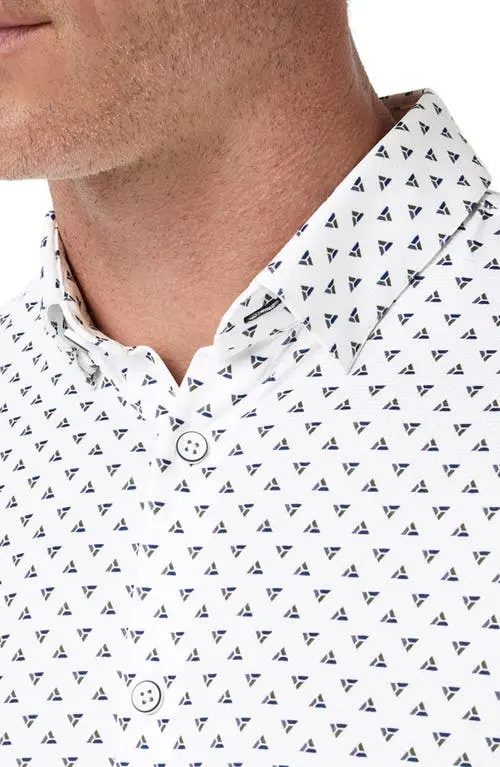 Mizzen+main Halyard Trim Fit Triangle Print Short Sleeve Performance Button-up Shirt