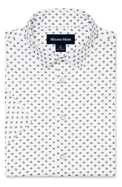 Mizzen+main Halyard Trim Fit Triangle Print Short Sleeve Performance Button-up Shirt
