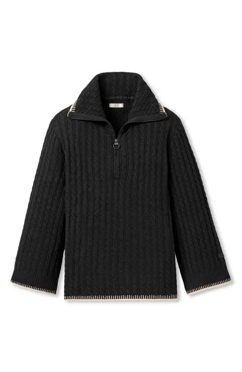 UGG Rylynn Quarter Zip Cable Knit Sweater - Black