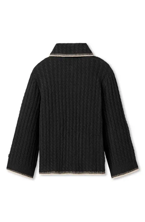 UGG Rylynn Quarter Zip Cable Knit Sweater - Black