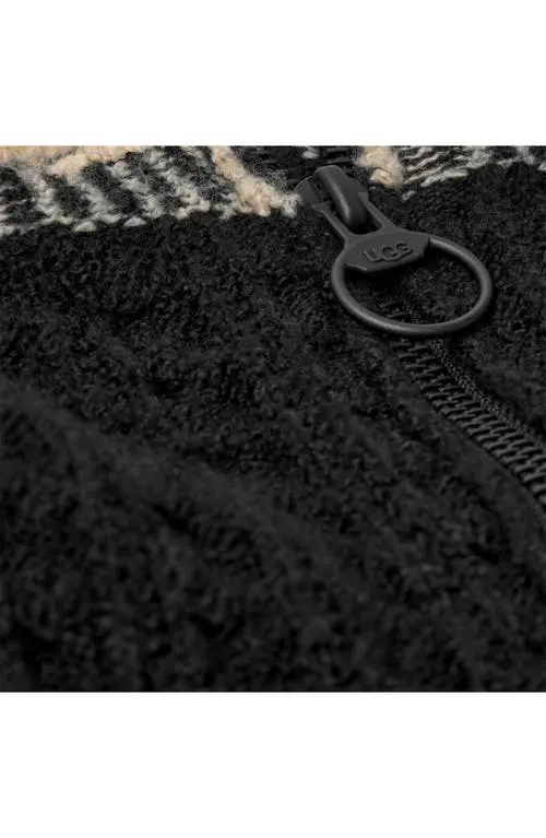 UGG Rylynn Quarter Zip Cable Knit Sweater - Black