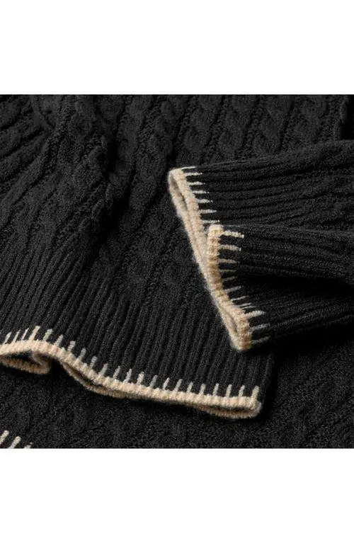 UGG Rylynn Quarter Zip Cable Knit Sweater - Black