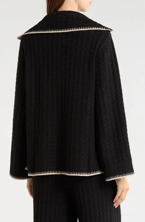 UGG Rylynn Quarter Zip Cable Knit Sweater - Black