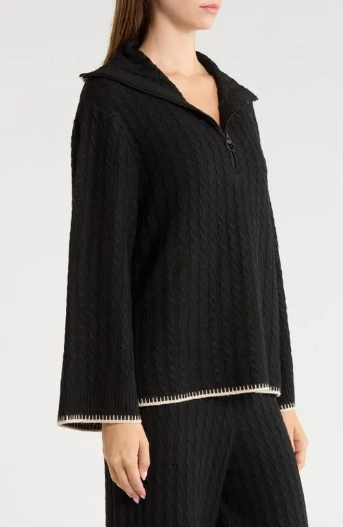 UGG Rylynn Quarter Zip Cable Knit Sweater - Black
