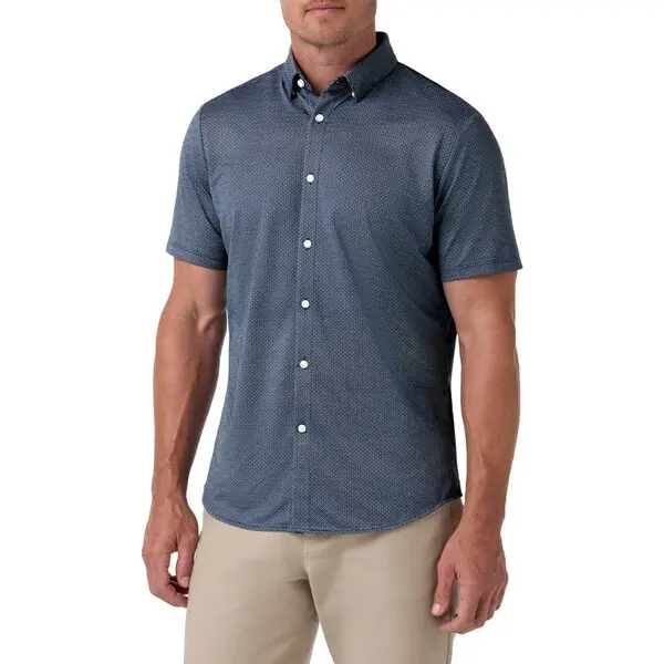 Mizzen+main Halyard Trim Fit Floral Short Sleeve Performance Button-up Shirt