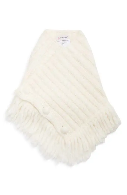 Moncler Fringe Alpaca & Wool Blend Cabled Rib Scarf - White
