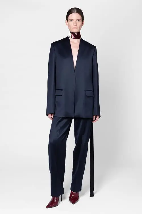 ROKSANDA Selma Gathered Back Satin Suit Jacket