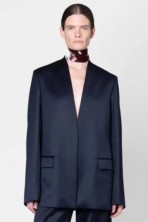ROKSANDA Selma Gathered Back Satin Suit Jacket