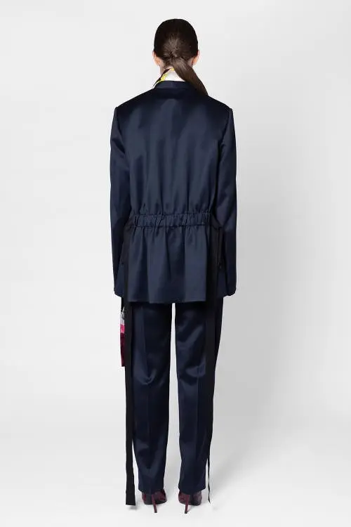 ROKSANDA Selma Gathered Back Satin Suit Jacket