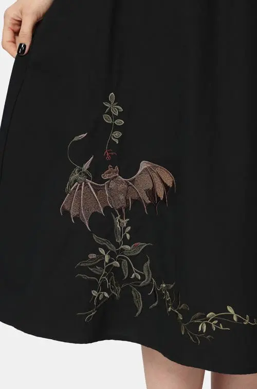 DISTURBIA Oren Bat Embroidered Midaxi Skirt