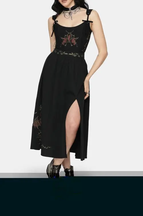 DISTURBIA Oren Bat Embroidered Midaxi Skirt