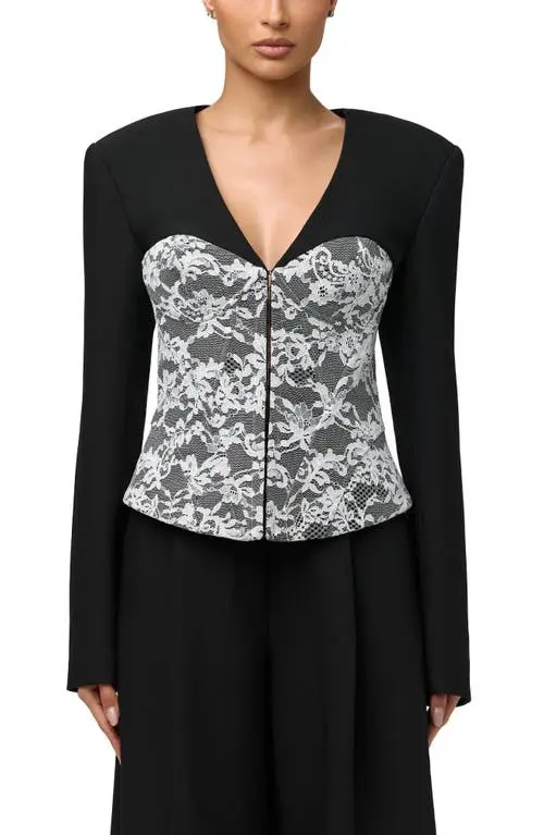 Naked Wardrobe Stretch Lace Inset Blazer