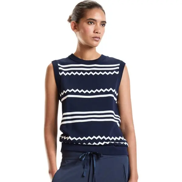 Cynthia Rowley Zigzag Knit Tank - Navy