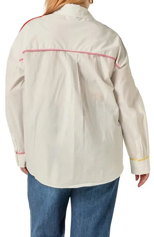 English Factory Cotton-blend Boxy Fit Shirt With Contrast Piping