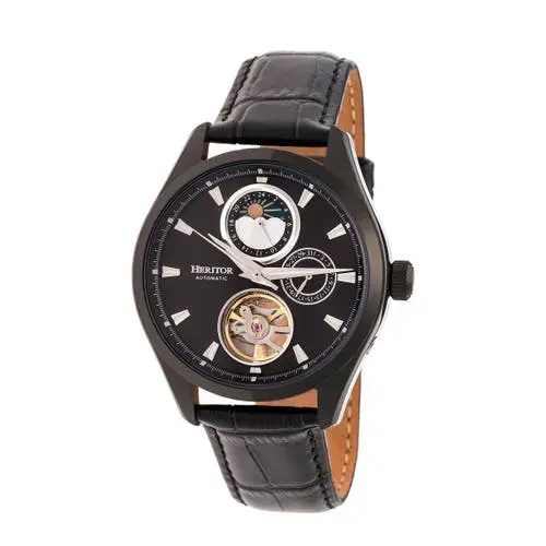 HERITOR AUTOMATIC Sebastian Semi-skeleton Automatic Watch - Black