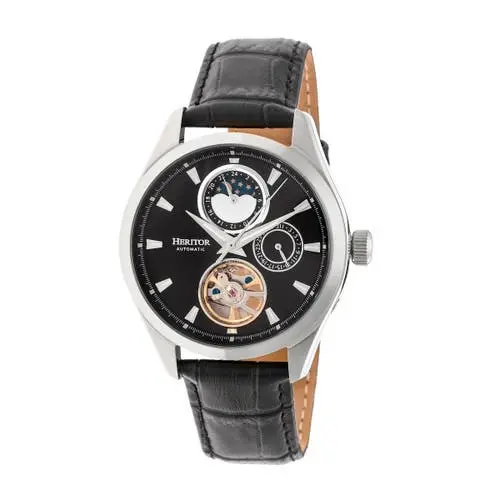 HERITOR AUTOMATIC Sebastian Semi-skeleton Automatic Watch - Silver-black